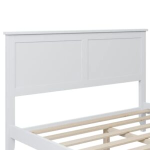 anwickjeff Full Size Bed Frame with Headboard and Footboard, Modern Concise Style White Solid Wood Platform Bed for Kids Teens Adults, No Need Box Spring (Full, White)