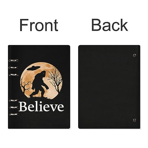 Bigfoot Believe Notebook Cover 6-Ring Binder Portable Planner Book Loose-Leaf Cover for Home Office