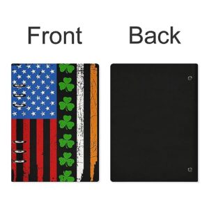 Irish American Flag Notebook Cover 6-Ring Binder Portable Planner Book Loose-Leaf Cover for Home Office