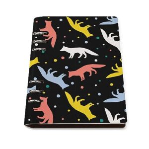 colorful foxs pattern notebook cover 6-ring binder portable planner book loose-leaf cover for home office