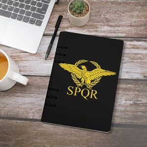 Roman Empire Senate SPQR Flag Notebook Cover 6-Ring Binder Portable Planner Book Loose-Leaf Cover for Home Office