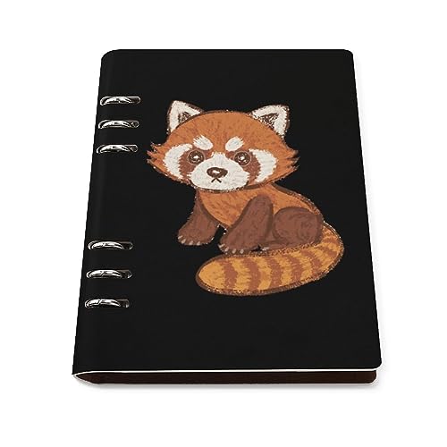 Cartoon Red Panda Notebook Cover 6-Ring Binder Portable Planner Book Loose-Leaf Cover for Home Office