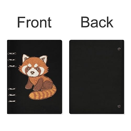 Cartoon Red Panda Notebook Cover 6-Ring Binder Portable Planner Book Loose-Leaf Cover for Home Office