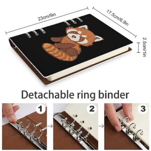 Cartoon Red Panda Notebook Cover 6-Ring Binder Portable Planner Book Loose-Leaf Cover for Home Office