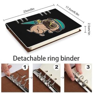 Cute Pug Notebook Cover 6-Ring Binder Portable Planner Book Loose-Leaf Cover for Home Office