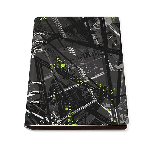 Abstract Shabby Texture Geometric Element Notebook Cover 6-Ring Binder Portable Planner Book Loose-Leaf Cover for Home Office