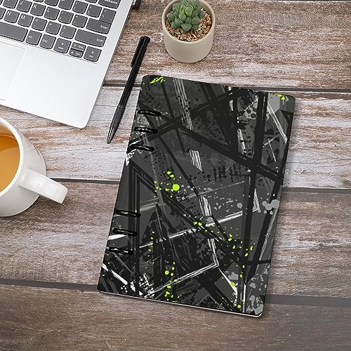 Abstract Shabby Texture Geometric Element Notebook Cover 6-Ring Binder Portable Planner Book Loose-Leaf Cover for Home Office