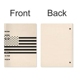 USA Black Flag Notebook Cover 6-Ring Binder Portable Planner Book Loose-Leaf Cover for Home Office