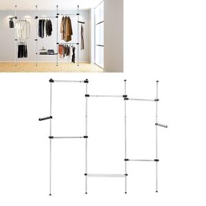 Mothinessto Freestanding Clothes Rack, Spacesaving Floortoceiling Clothes Hanger, 30kg Expandable Load Capacity, Strong Inner Spring for Living Room