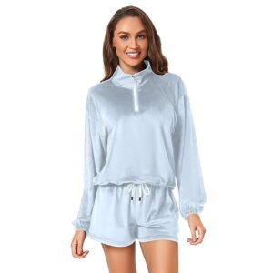 odawa elegant blue sweat sets women's oversized 2 piece lounge sets fall outfits casual cozy pajamas tracksuit set s-xxl