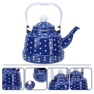 Luxshiny 1pc Household Water Kettle Stainless Steel Teapot Dot Enamel Tea Kettle Heating Teapot with Steel Handle Blue 1.7L