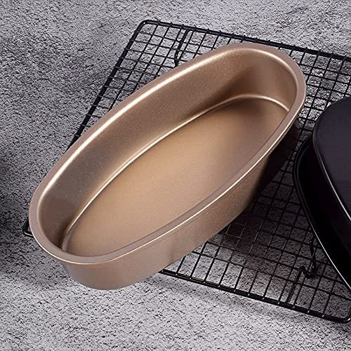 BaRdzo Oval Shape Cake Carbon Steel Non-Stick Loaf Bread Pastry Tray Gold Black Thickening Kitchen Bakeware Tools Baking Pan (Color : Gray)