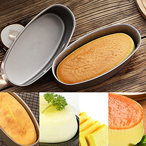 BaRdzo Oval Shape Cake Carbon Steel Non-Stick Loaf Bread Pastry Tray Gold Black Thickening Kitchen Bakeware Tools Baking Pan (Color : Gray)