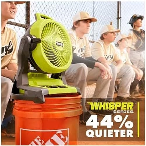 RYOBI ONE+ 18V Cordless 7-1/2 in. Bucket Top Misting Fan Kit with 1.5 Ah Battery and Charger Yellow/Black Medium PCL85 (Renewed)