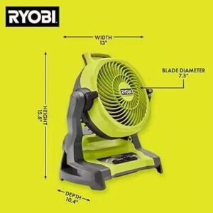 RYOBI ONE+ 18V Cordless 7-1/2 in. Bucket Top Misting Fan Kit with 1.5 Ah Battery and Charger Yellow/Black Medium PCL85 (Renewed)