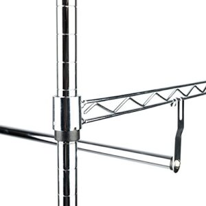 COOBL 2-Tier Heavy Duty Rolling Garment Rack,Wire Shelving Clothes Rack for Clothing,Storage with Double Rods,Lockable Wheels (Silver)