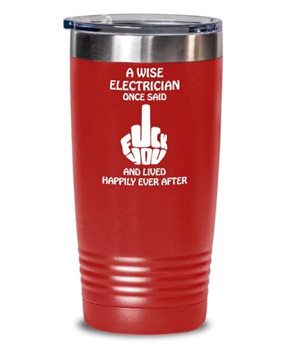 Creator's Cove Electrician Rude 20 oz 30 oz Insulated Tumbler Fuck Off Adult Dirty Humor, Gift For Coworker Leaving Curse Word Middle Finger Cup Swearing