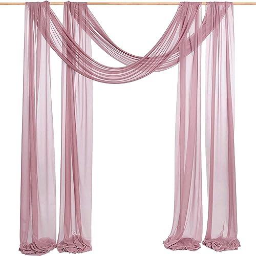 2 Panels Wedding Arch Drapes 2x18ft, Wrinkle Free Sheer Backdrop Curtain, Soft Sheer Voile Scarf Draping Panels Easy to Clean, for Wedding Archway Ceremony Valance Decoration