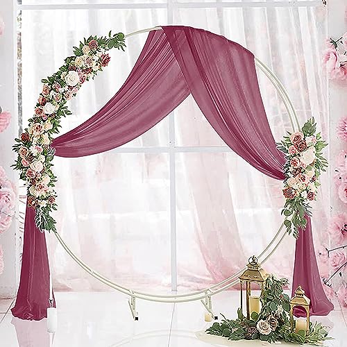 2 Panels Wedding Arch Drapes 2x18ft, Wrinkle Free Sheer Backdrop Curtain, Soft Sheer Voile Scarf Draping Panels Easy to Clean, for Wedding Archway Ceremony Valance Decoration