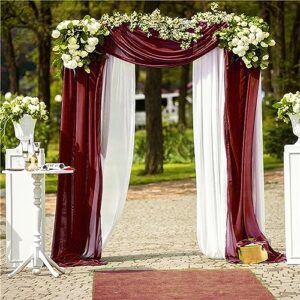 2 Panels Wedding Arch Drapes 2x18ft, Wrinkle Free Sheer Backdrop Curtain, Soft Sheer Voile Scarf Draping Panels Easy to Clean, for Wedding Archway Ceremony Valance Decoration