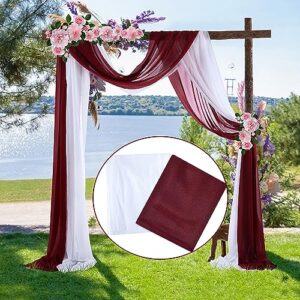 2 Panels Wedding Arch Drapes 2x18ft, Wrinkle Free Sheer Backdrop Curtain, Soft Sheer Voile Scarf Draping Panels Easy to Clean, for Wedding Archway Ceremony Valance Decoration