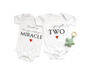 sometimes when you wish for a miracle you get two baby bodysuit twin set kids boy girl unisex shirt (3-6 month us)