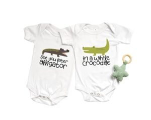 see you later alligator, in a while crocodile funny baby boy girl bodysuits twin set (2t/3t shirt)