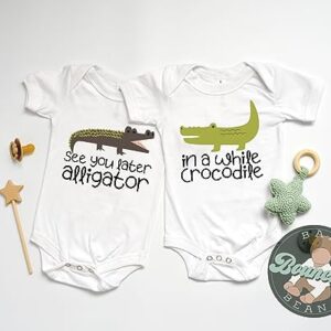 See you later alligator, in a while crocodile funny baby boy girl bodysuits twin set (2T/3T Shirt)