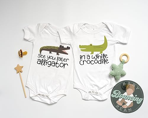 See you later alligator, in a while crocodile funny baby boy girl bodysuits twin set (2T/3T Shirt)