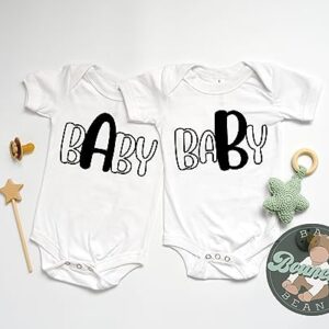 Twin A and Twin B baby boy and girl bodysuits matching twin sets (6-9 Month US)