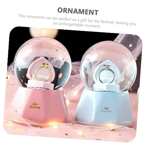 Garneck Romantic Crystal Ball Rings for Kids Snow Globes for Kids Table top Decor LED Rainbow Snow Lights Glitter Snow Globes Childrens Room Decor Crystal Ball Gift Musical Ring Ball Glass