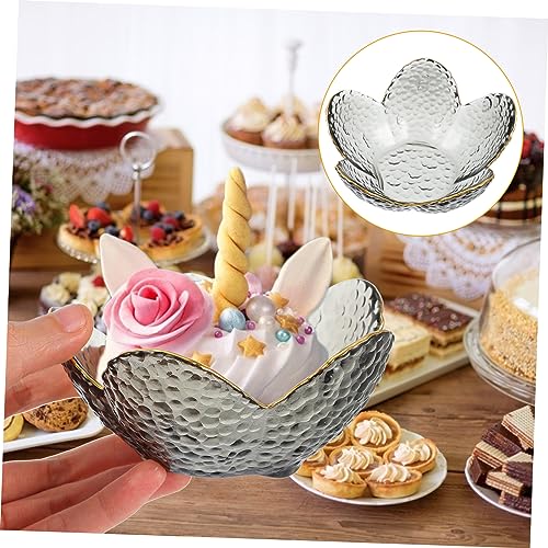 NOLITOY 1pc salad bowl candy japanese trifle bowl glass pasta container Appetizer Serving Bowl home Glass Dessert Container Salad Storage Tray Food Serving Plate Lotus Fruit Bowl tableware