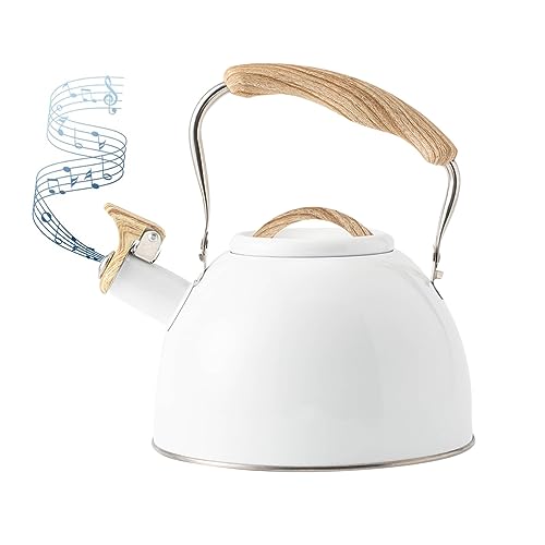 3L Whistling Tea Kettle Stainless Steel Teapot,Stainless Steel Cool Handle Tea Pot - Also for Gas Hob or Induction Heater▂20 * 23.5cm/7.78"*9.25"