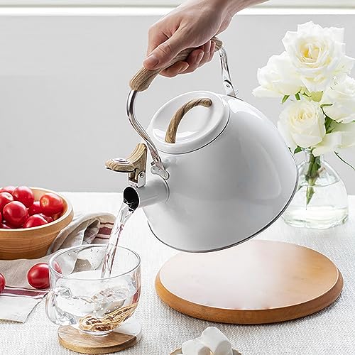 3L Whistling Tea Kettle Stainless Steel Teapot,Stainless Steel Cool Handle Tea Pot - Also for Gas Hob or Induction Heater▂20 * 23.5cm/7.78"*9.25"