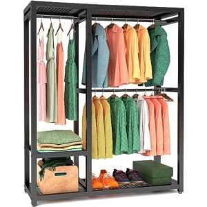 heavy duty clothing rack, free-standing metal clothing rack, heavy duty garment rack max load 550lbs,free standing closet, full metal clothes rack,72"*47"*18"