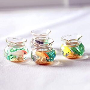 Dollhouse Miniature Goldfish Bowls, Chic Miniature Fish Tank with Smooth Surface, Realistic Resin Dollhouse Fish Tank Accessories for Garden Scene Decor, 1.06" x 0.51" x 1.02"