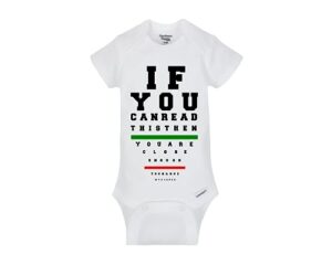 if you can read this you are close enough to change my diaper snellen chart funny baby boy or girl unisex bodysuit matching twin set (3-6 month us)