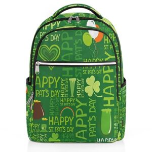 bisibuy St. Patrick's Day Shamrocks Clovers Travel Laptop Backpack, 16.1 Inches Computer Backpack, Durable Water-Repellent Travel Backpack for Business College Women Men Gift