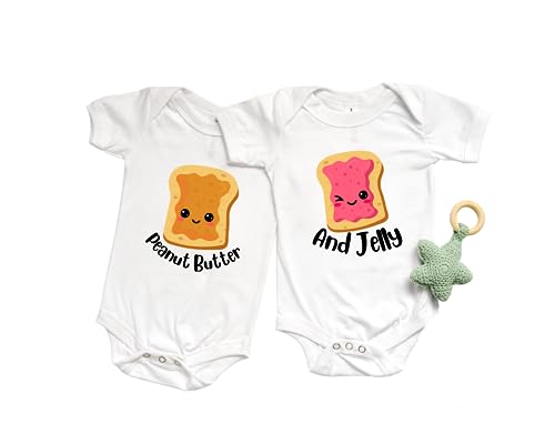 Peanut butter and Jelly pair baby boy girl bodysuits twin set (2T/3T Shirt)