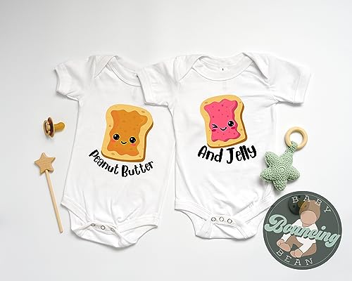 Peanut butter and Jelly pair baby boy girl bodysuits twin set (2T/3T Shirt)