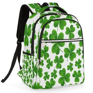 bisibuy st. patrick's day clover travel laptop backpack, 16.1 inches computer backpack, durable water-repellent travel backpack for business college women men gift