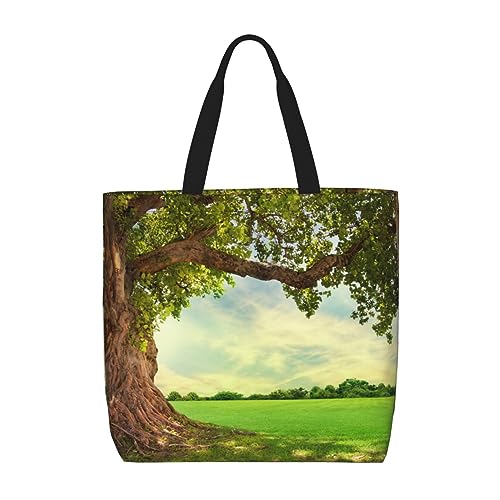 VACSAX Tote Bag for Women Reusable Shopping Bags Tree with Branch Scenery Print Shoulder Handbag Aesthetic Totes for Grocery