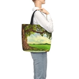 VACSAX Tote Bag for Women Reusable Shopping Bags Tree with Branch Scenery Print Shoulder Handbag Aesthetic Totes for Grocery