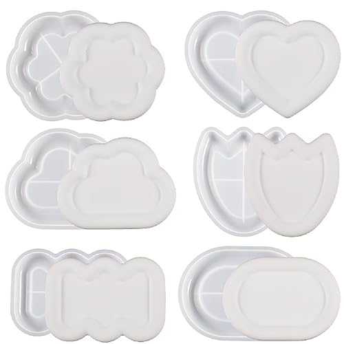 Yalulu 6Pcs Irregular Tray Resin Molds, Plate Silicone Molds, Dish Tray Epoxy Casting Molds, Bowl Silicone Mould for Jewelry Dish, Home Decoration