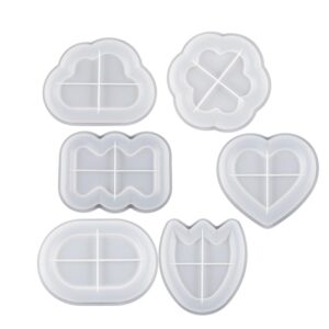 Yalulu 6Pcs Irregular Tray Resin Molds, Plate Silicone Molds, Dish Tray Epoxy Casting Molds, Bowl Silicone Mould for Jewelry Dish, Home Decoration