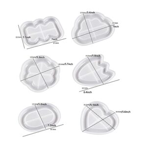 Yalulu 6Pcs Irregular Tray Resin Molds, Plate Silicone Molds, Dish Tray Epoxy Casting Molds, Bowl Silicone Mould for Jewelry Dish, Home Decoration