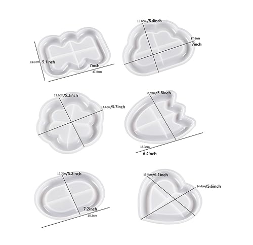 Yalulu 6Pcs Irregular Tray Resin Molds, Plate Silicone Molds, Dish Tray Epoxy Casting Molds, Bowl Silicone Mould for Jewelry Dish, Home Decoration