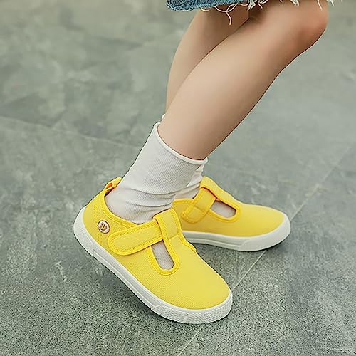 Shoes Toddler Baby Boy Girl Flat Shoes Girl Canvas Shoes Baby Soft Sole Girls Running Shoes (Yellow, 7 Toddler)