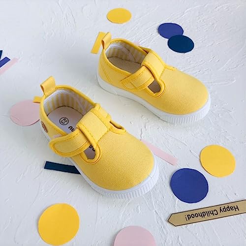 Shoes Toddler Baby Boy Girl Flat Shoes Girl Canvas Shoes Baby Soft Sole Girls Running Shoes (Yellow, 7 Toddler)