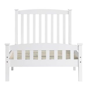 Twin Bed Frame with Headboard Wooden Platform Bed with Wood Slat Support Single Platform Bed with Wood Slat Solid Wood Foundation No Box Spring Needed